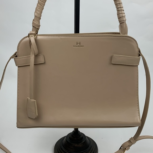 Halston Heritage | Bags | Halston Satchel Crossbody Bag Beige Tan Lined ...